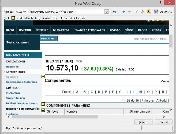 Importar datos de una web a Excel - Excel y VBA