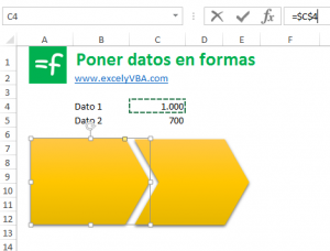 Insertar datos de celdas en formas en Excel- Excel y VBA