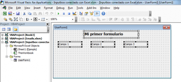 Conectar un formulario de VBA con Excel - TextBox