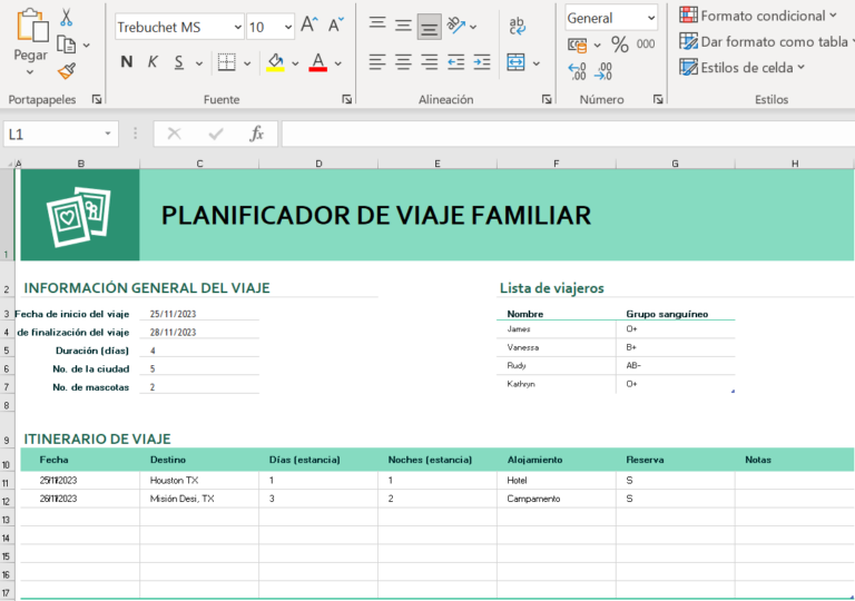 Plantilla para planificar tus viajes con Excel [GRATIS] - Excel y VBA